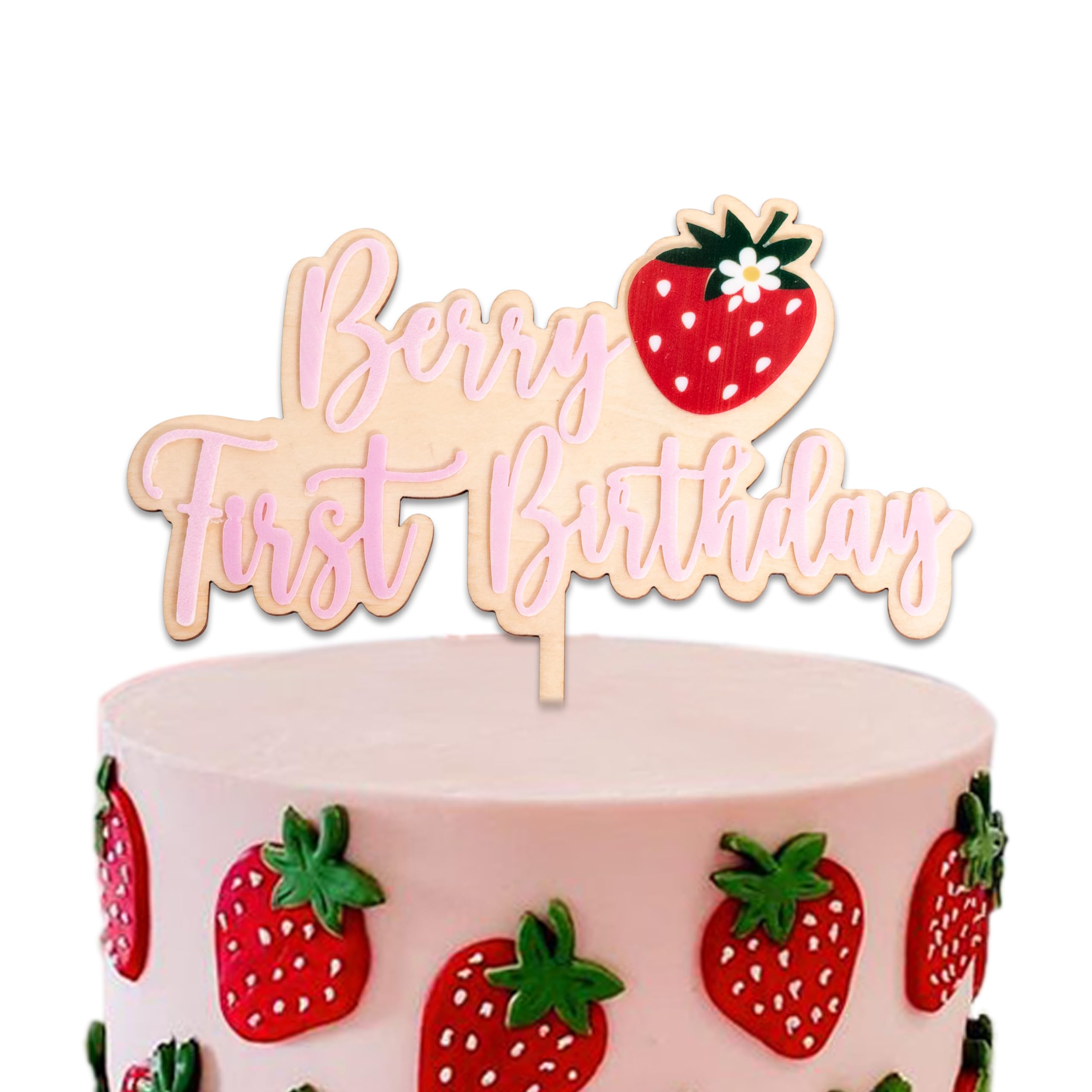 Amazon.com: CIEQR Strawberry Berry First Birthday Cake Topper - Fruit ...