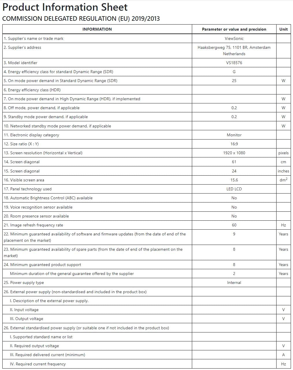 T-Power AC Adapter FOR ViewSonic 22" 23" 24" 27" 32" TD2230 VP2772 ...