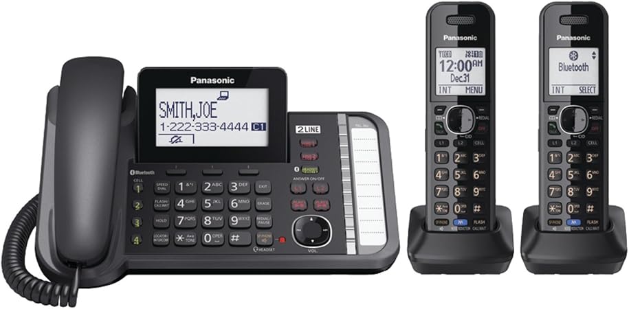 Amazon.com : Panasonic 2-Line Corded/Cordless Phone System with 2 ...