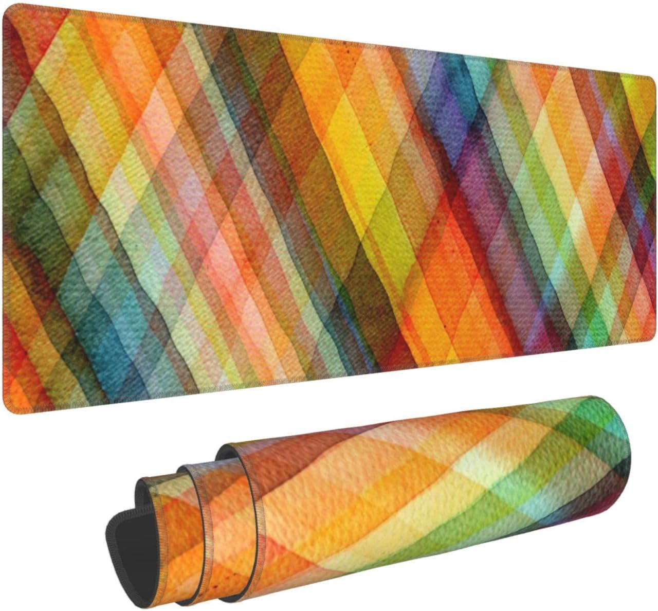 Amazon.com: Xiso Ver Abstract Watercolors Tartan Large Gaming Mouse Pad ...