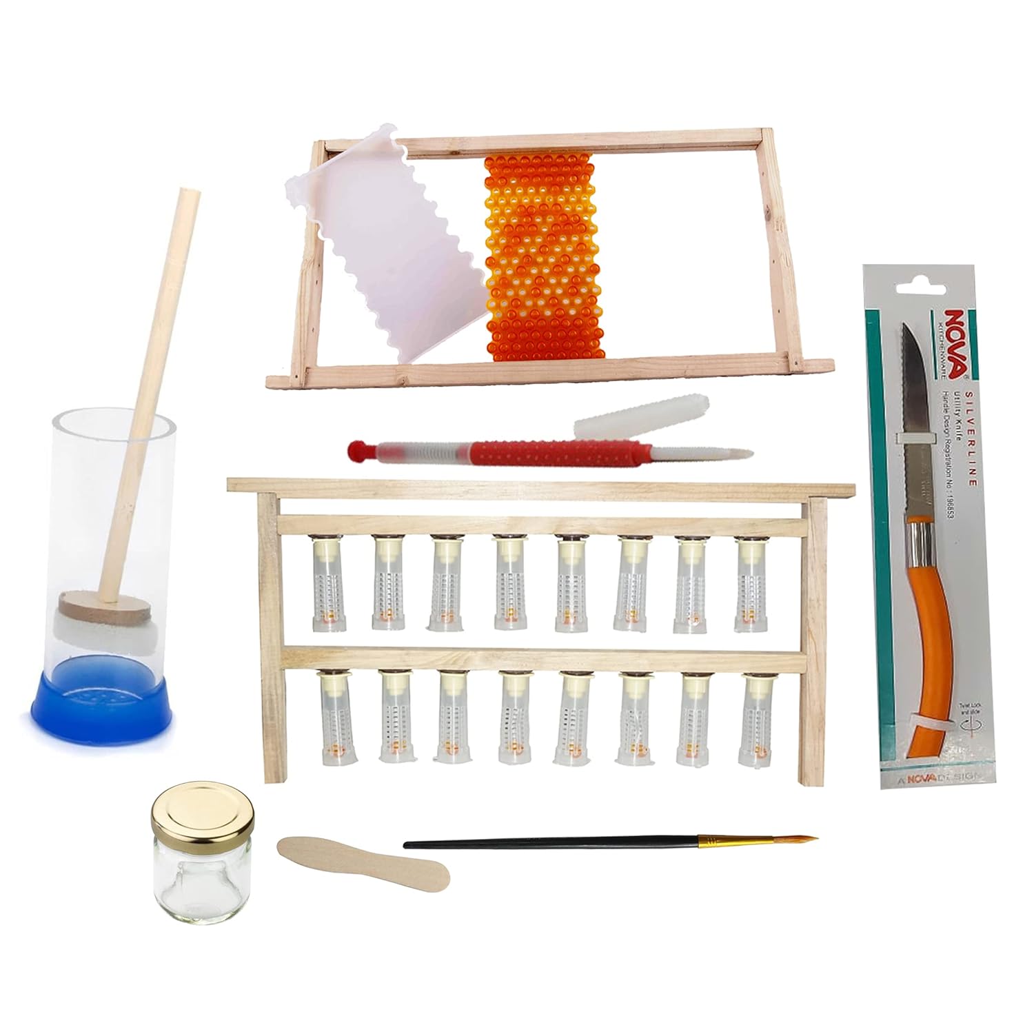 Queen Rearing Kit – Complete Beekeeping Tool with Plunger Cage & Queen ...