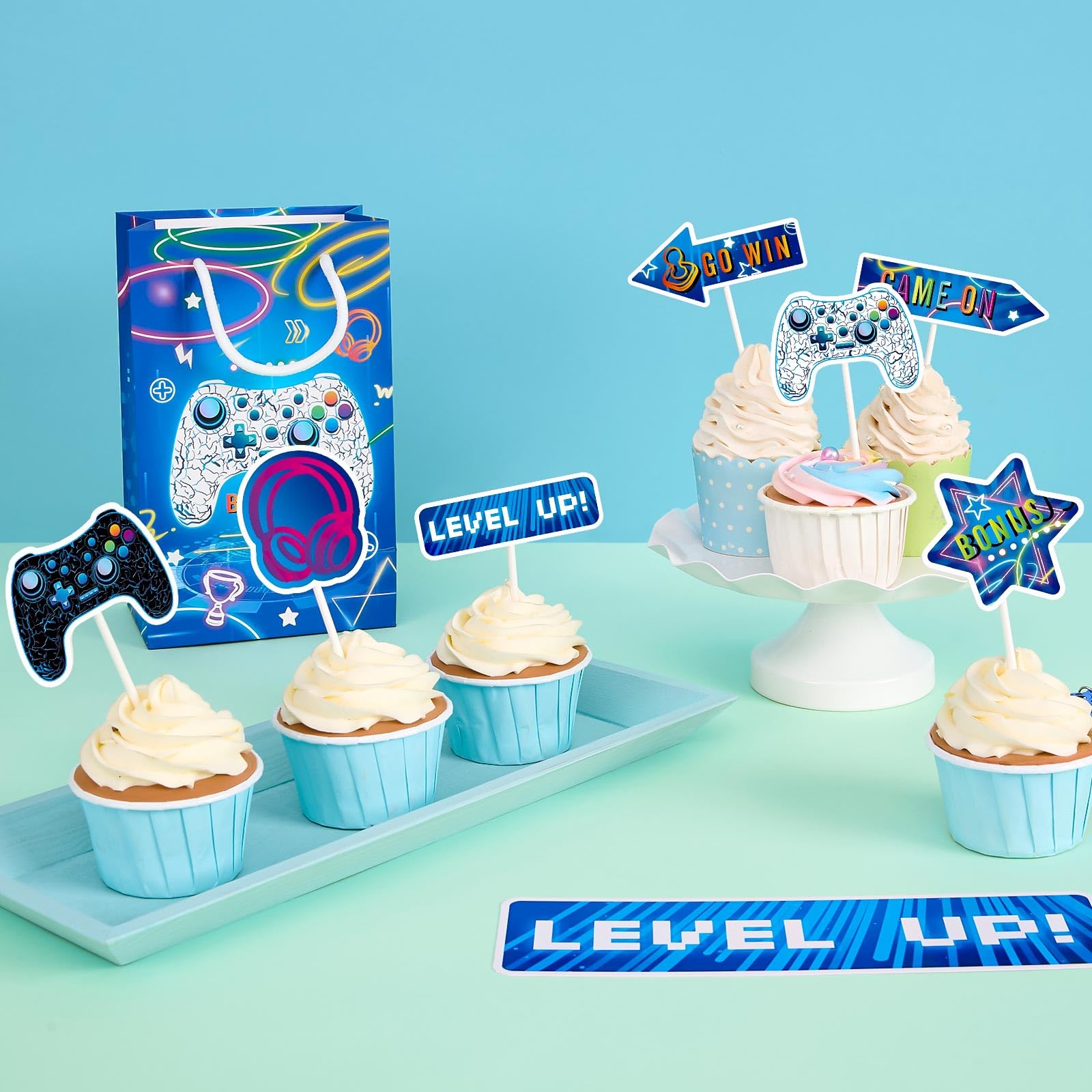 Snapklik.com : Video Game Cupcake Toppers - 35 PCS Gamer Party Cupcake ...