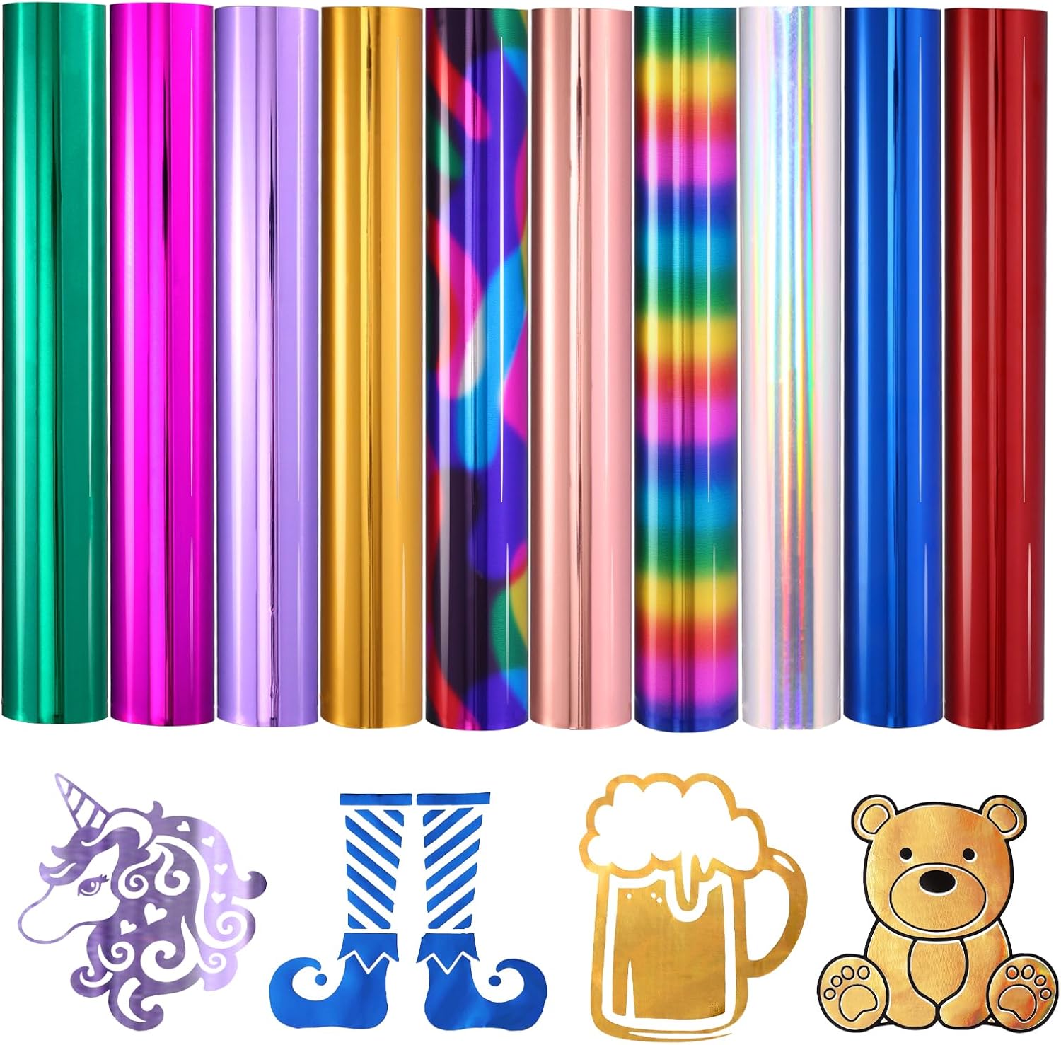 Amazon.com: HTVSTD Metallic HTV Heat Transfer Vinyl - 10 Sheets ...