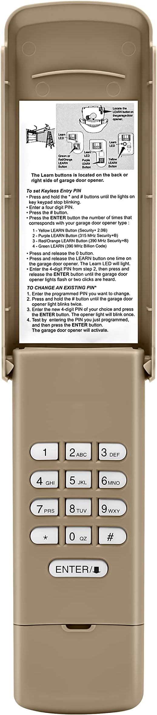 Chamberlain 940CB Keypad Garage Door Opener Remote Wireless Keyless ...