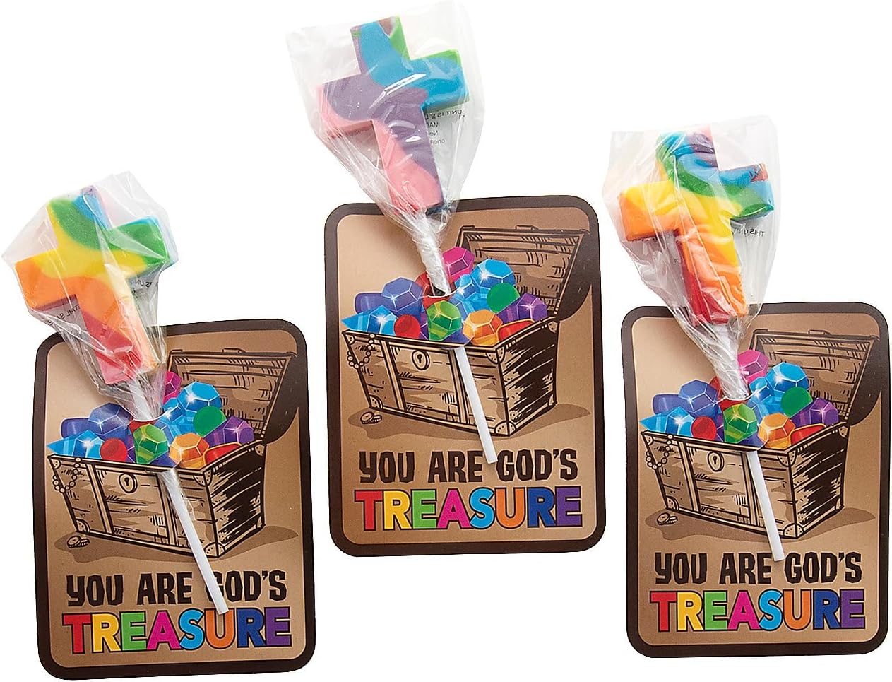 Amazon.com : Fun Express Treasure Hunt VBS Cross-Shaped Swirl Lollipops ...