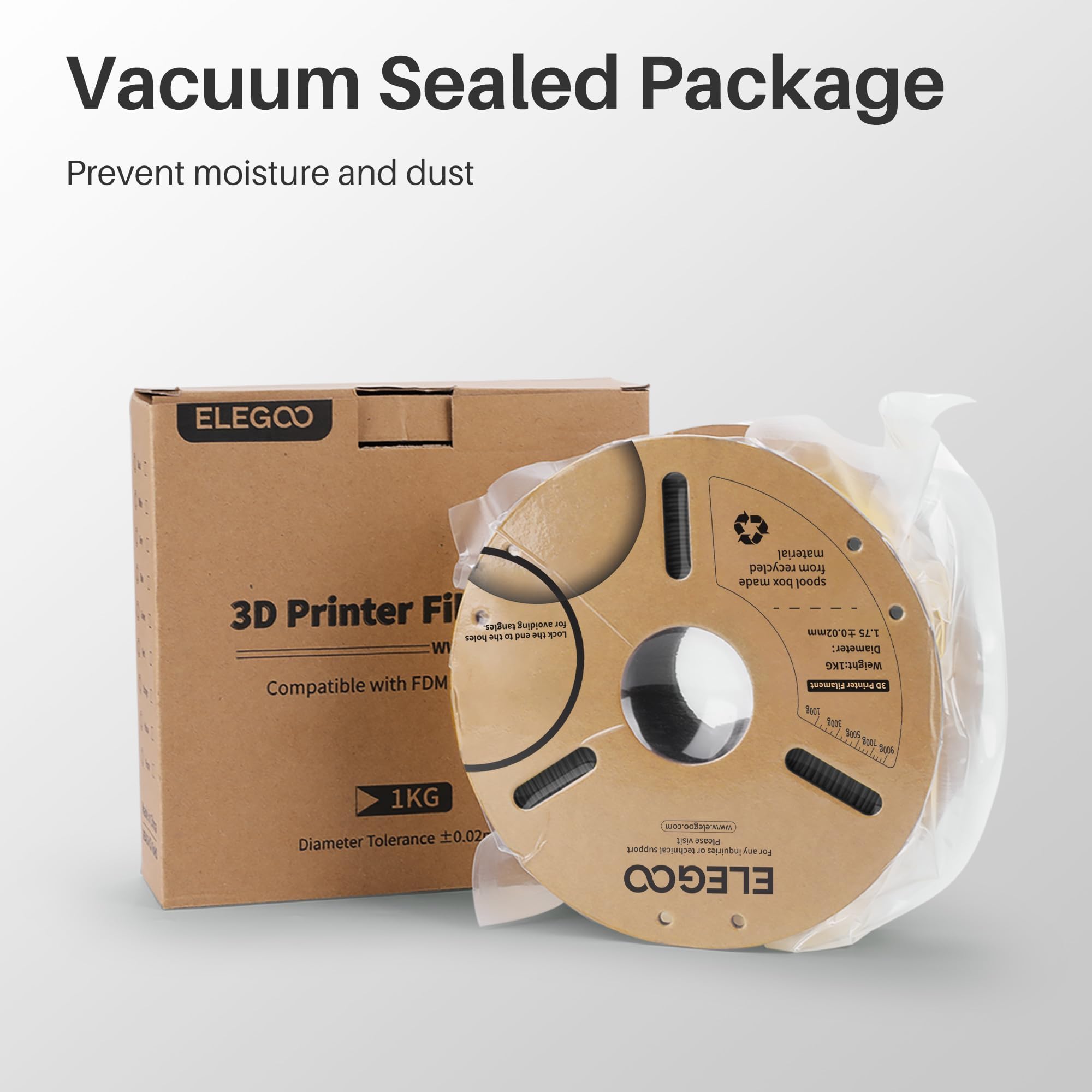 Snapklik.com : ELEGOO PLA Filament 1.75mm Marble Cement Gray 1KG, Rock ...