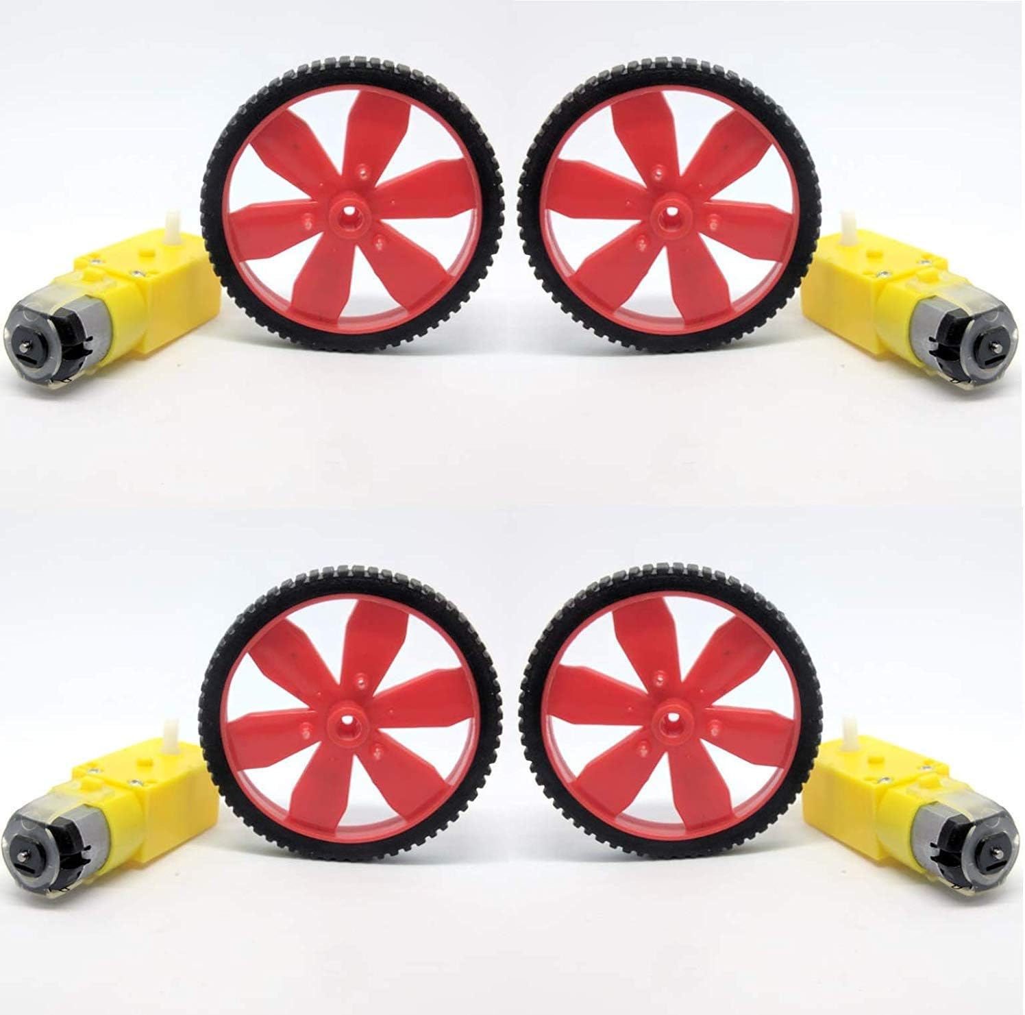 TECHDELIVERS® Set of 4-100 RPM DC Geared Motor + Wheel | Gear motor ...