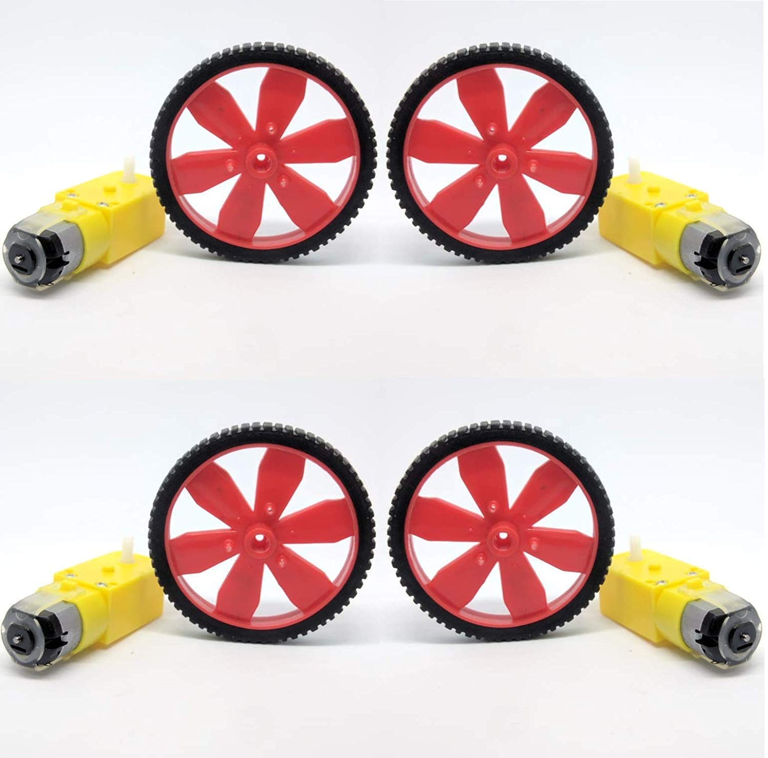 TECHDELIVERS® Set of 4-60 RPM DC Geared Motor + Wheel | Gear motor | BO ...