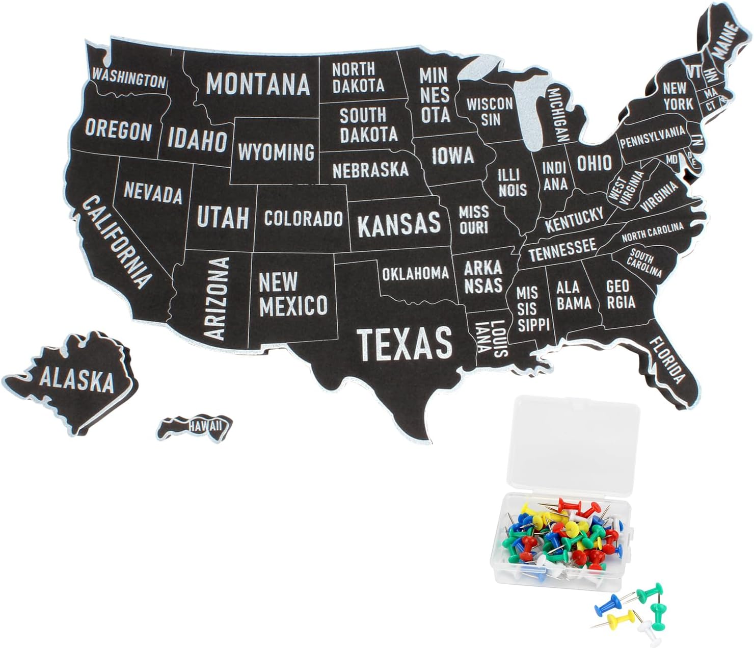 Amazon.com: Lxmxgk USA Travel Map with 50 Push Pins, US Map Pin Board ...