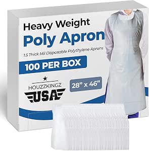 Amazon.com: HOUZZKINGZ USA 100 Disposable Aprons Adults 28” X 46 ...