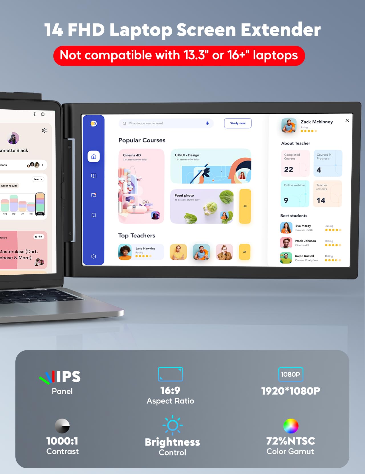 Snapklik.com : Laptop Screen Extender,14" FHD 1080P IPS Dual Screen ...
