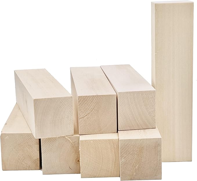8 Stk 3,6 x 3,6 x 15cm Schnitzholz Schnitzen Natürlich Lindenholz ...