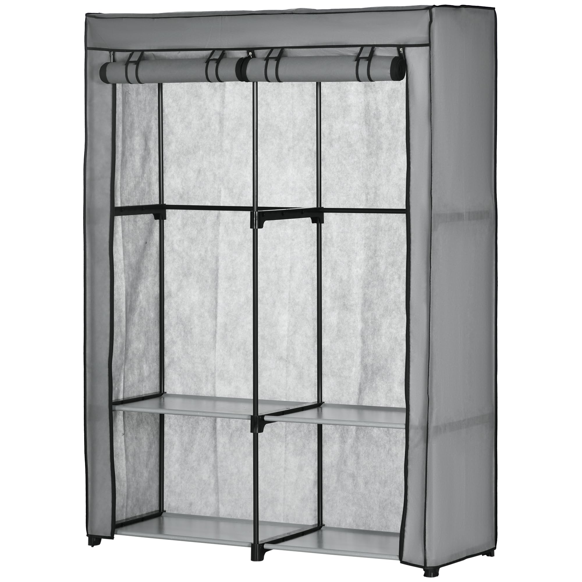 HOMCOM Portable Wardrobe Fabric Closet for Bedroom with 4 Shelves and 2 ...
