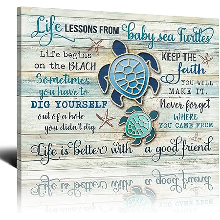 Amazon.com: Tourrest Scripture Holy Bible Wall Art Teal Sea Turtle Walk ...