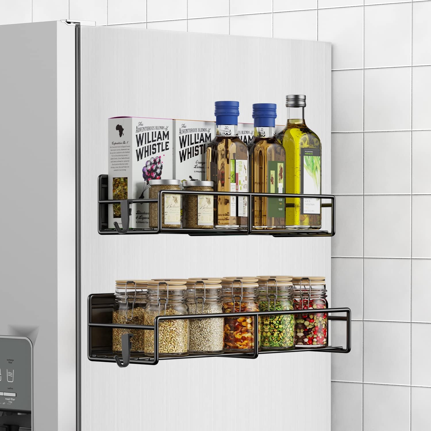 Amazon.com: Magnetic Spice Rack Organizer 2 Pack Spice Magnet Shelf ...