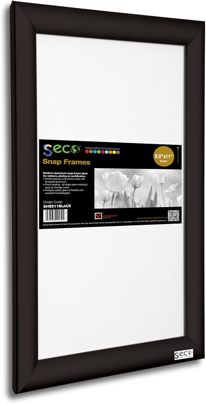 SECO Front Load Easy Open Snap Frame Poster/Picture Frame 8.5 x 11 ...