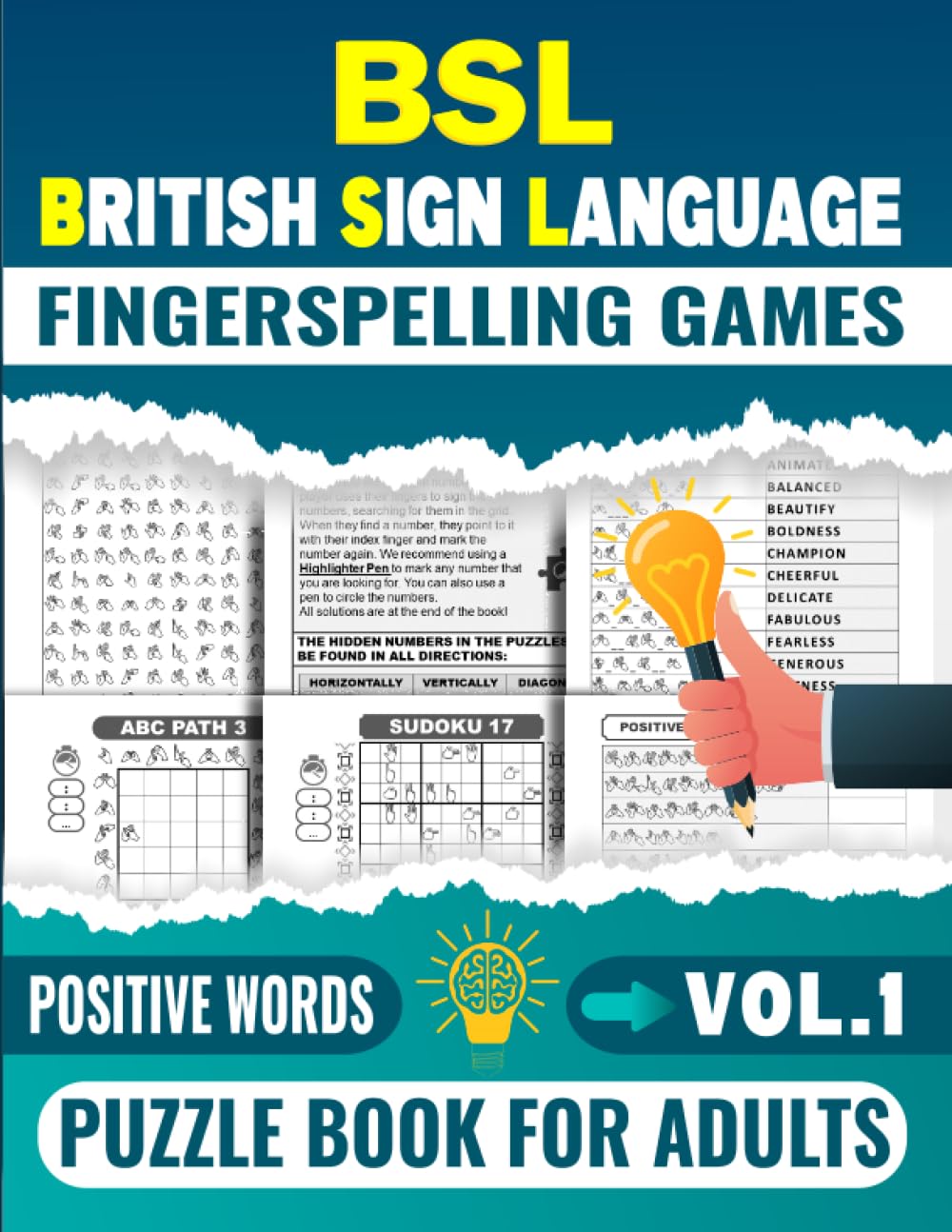 BSL British Sign Language Fingerspelling Games Puzzle Book For Adults ...