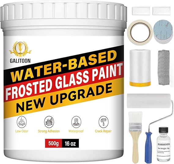 Frosted Glass Paint, Window Privacy Paint with Tools, Water-Based and ...