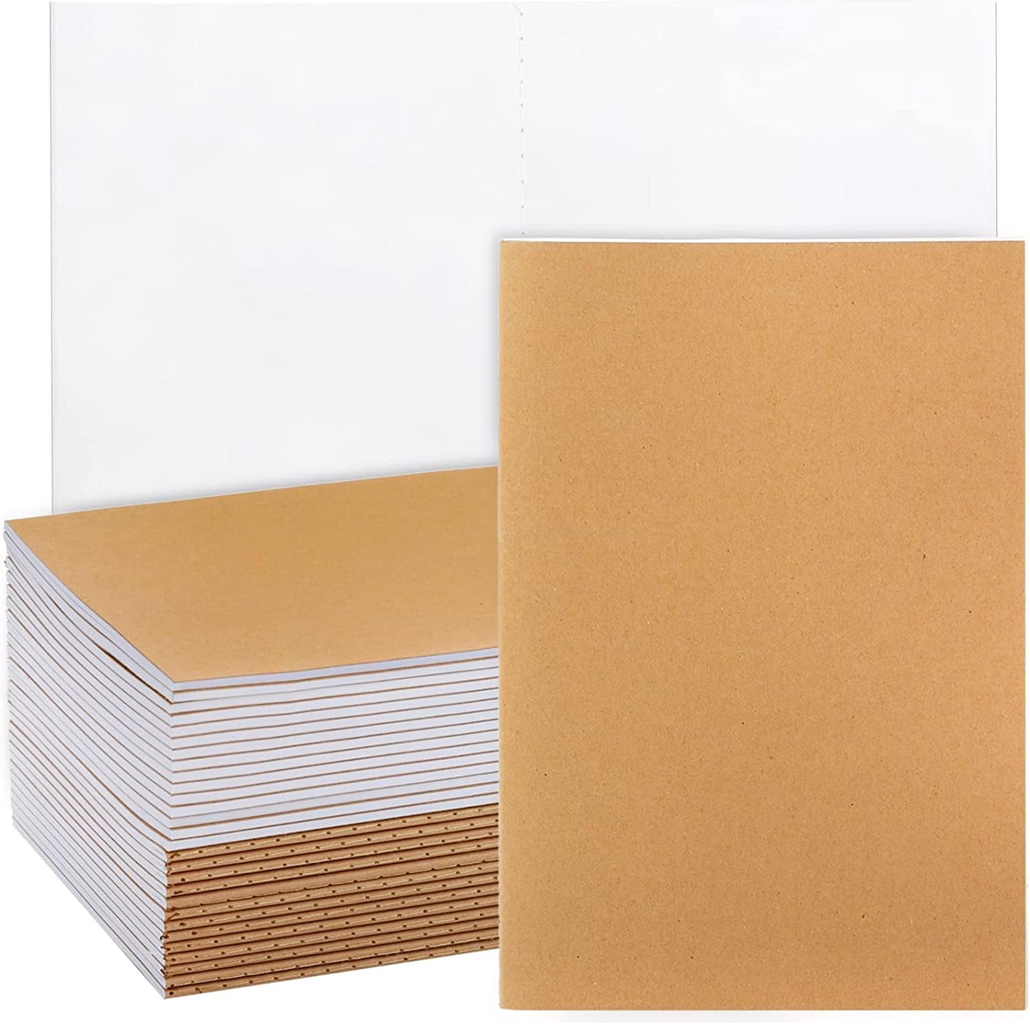 WUWEOT 30 Pack 21 x 14 cm Kraft Paper Notebooks, A5 Travel Journal Bulk ...