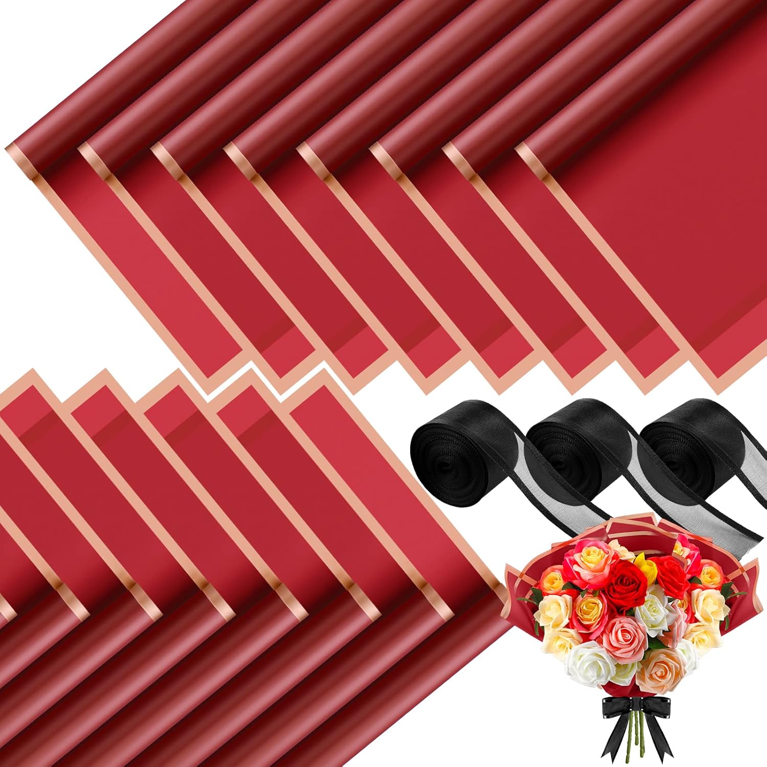 60 PCS Flower Wrapping Paper florist bouquet supplies waterproof floral ...