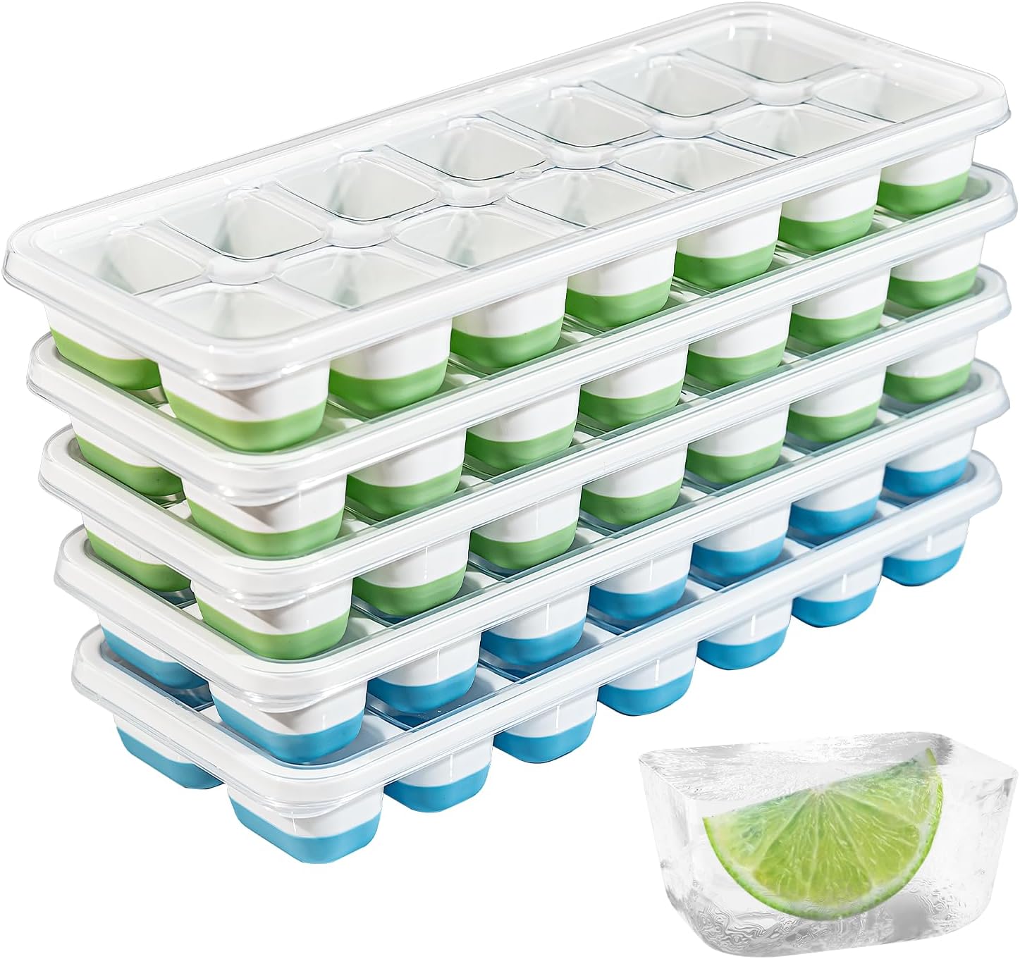 Amazon.com: BLACICO Ice Cube Trays 4 Pack, Easy Release 14 Flexible ...