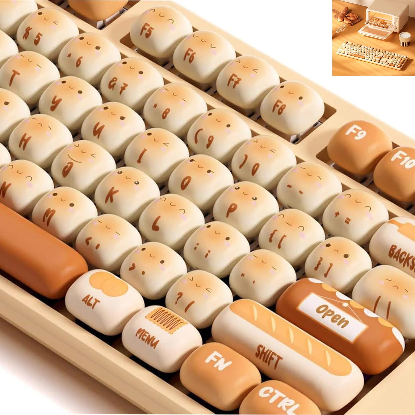 Amazon.com: cuztonc Bread Keyboard, Toasted Bread DIY Keycaps Limited ...