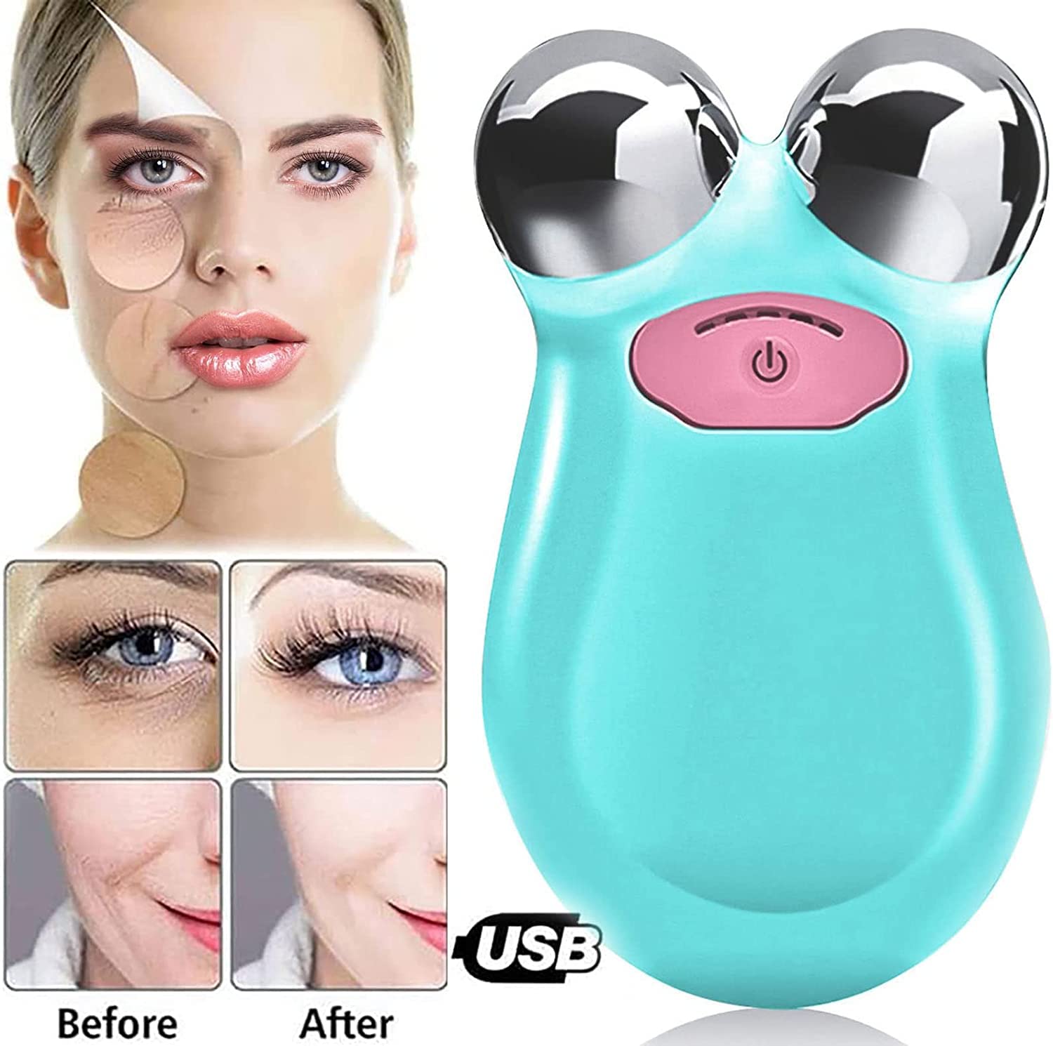Microcurrent Face Device Roller, Lift The face and Tighten The Skin ...
