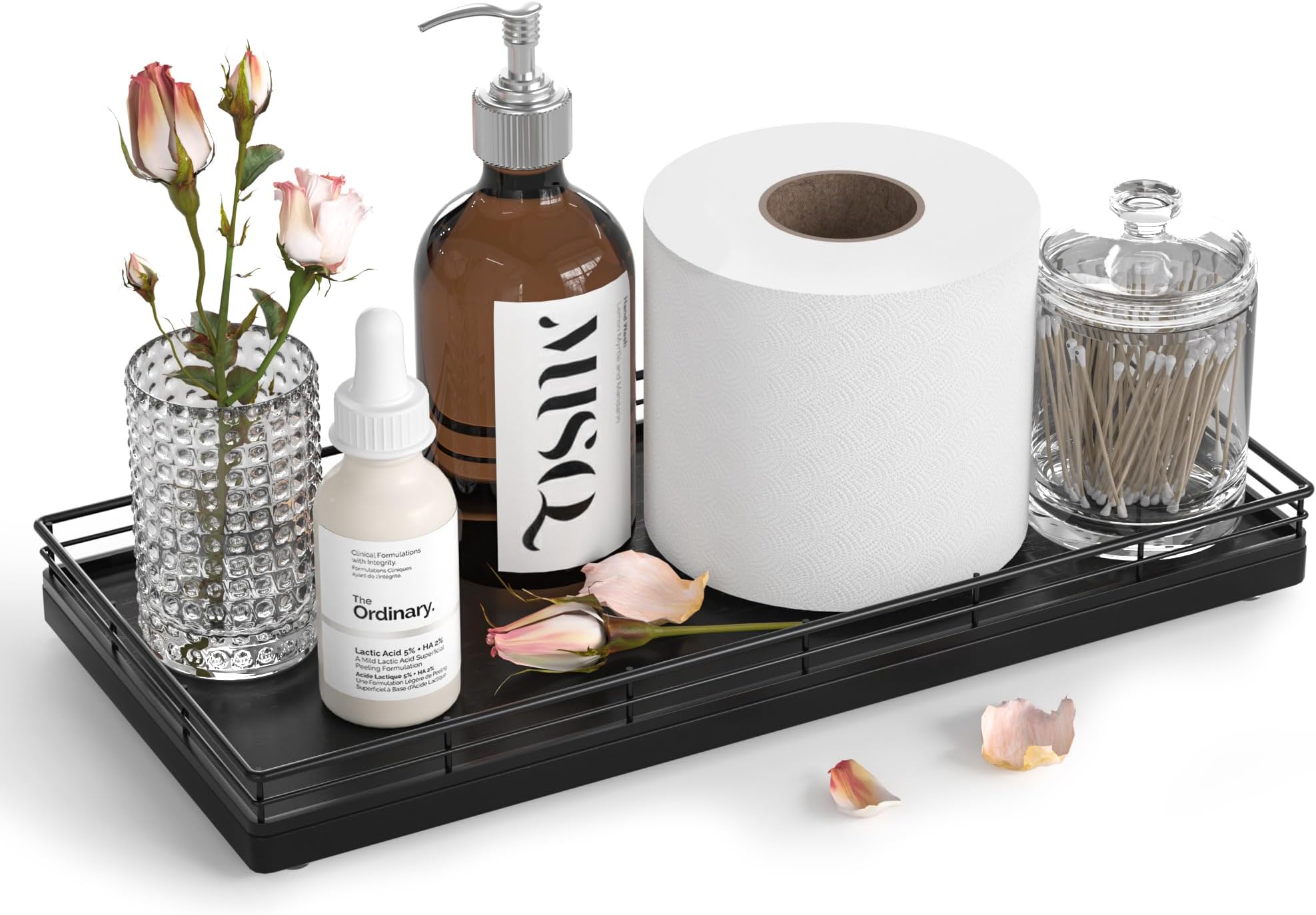Amazon.com: Black Bathroom Basket Organizer - Ash Wood Toilet Tank ...