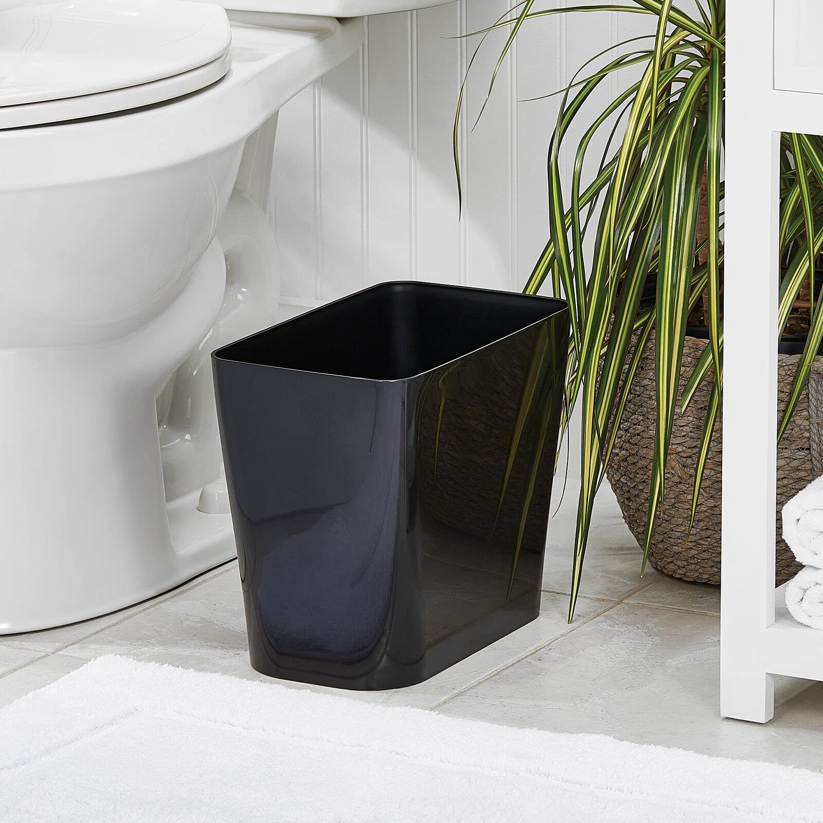 mDesign Rectangular Trash Can Wastebasket, Garbage Container Bin - for ...