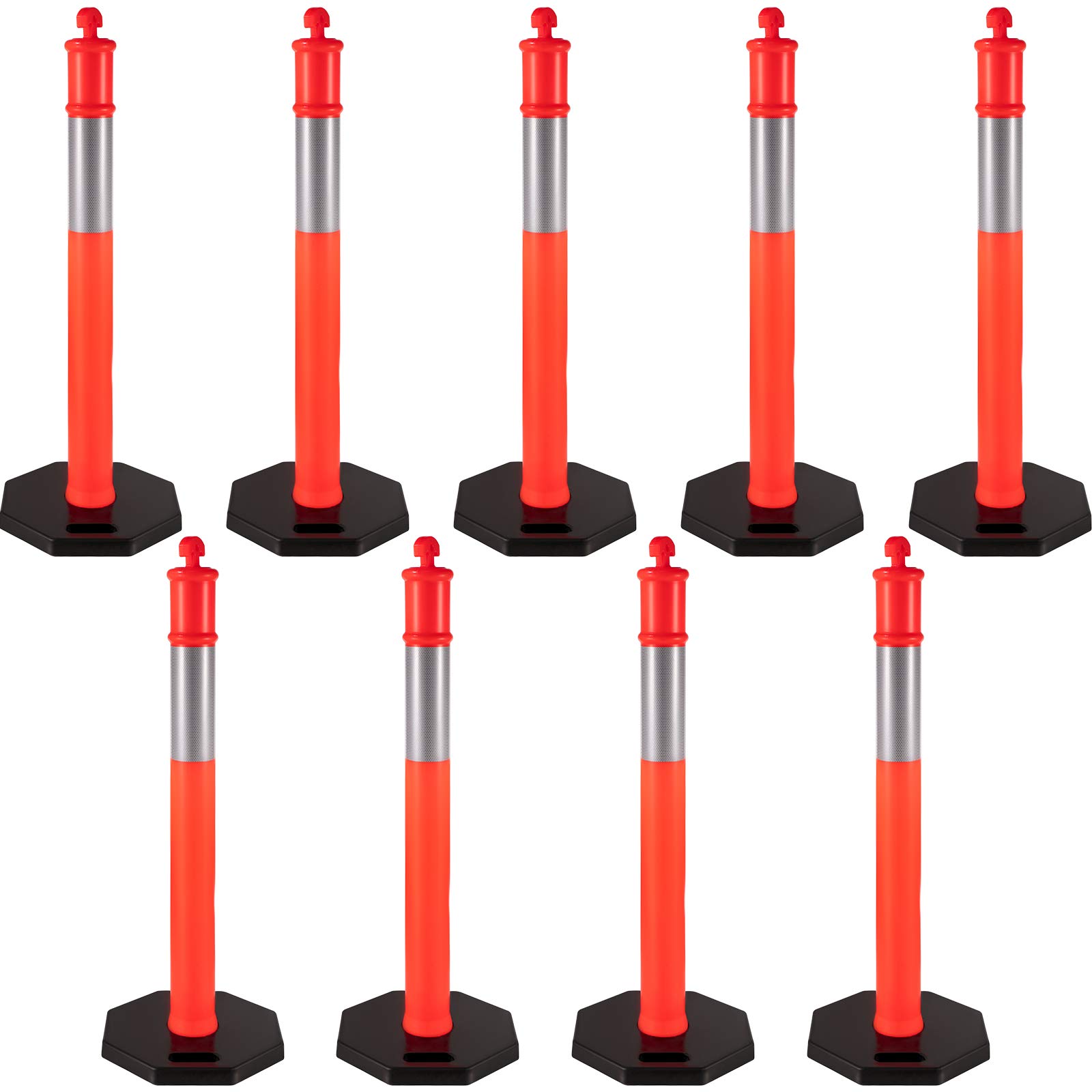 Buy VEVOR 9Pack Traffic Delineator Posts 44 Inch Height, PE Delineator ...