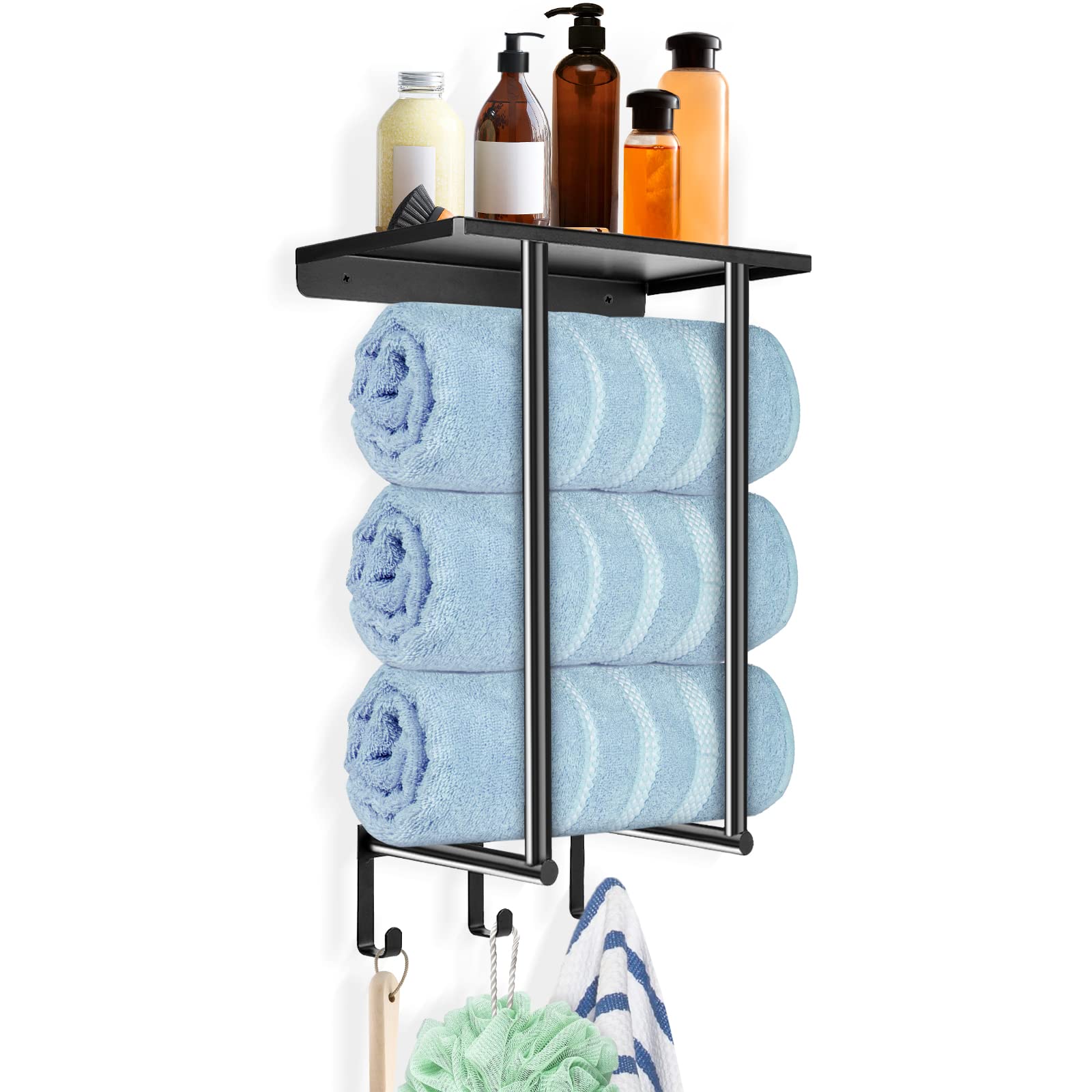 Jhua Towel Racks for Bathroom Wall Mounted Towel Rack for Rolled Towels ...