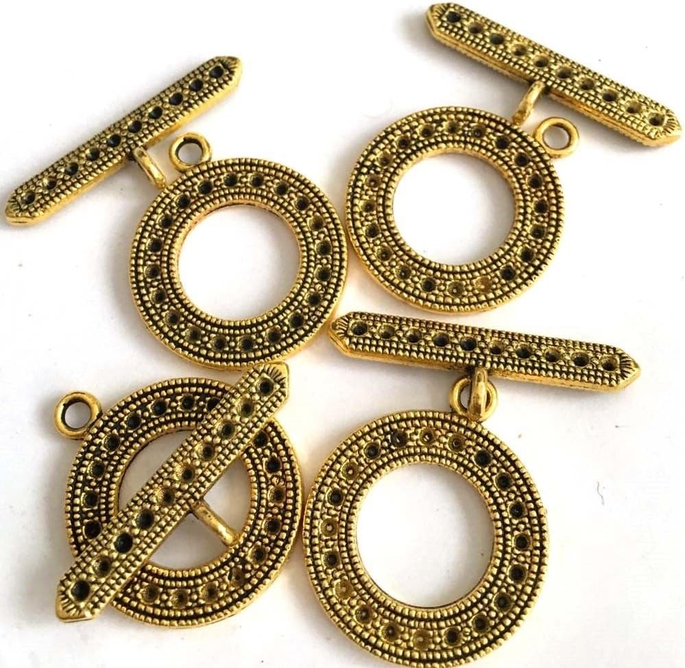 Amazon.com: 4 pair Antique Golden Large Ornate Pewter Disc Toggle ...