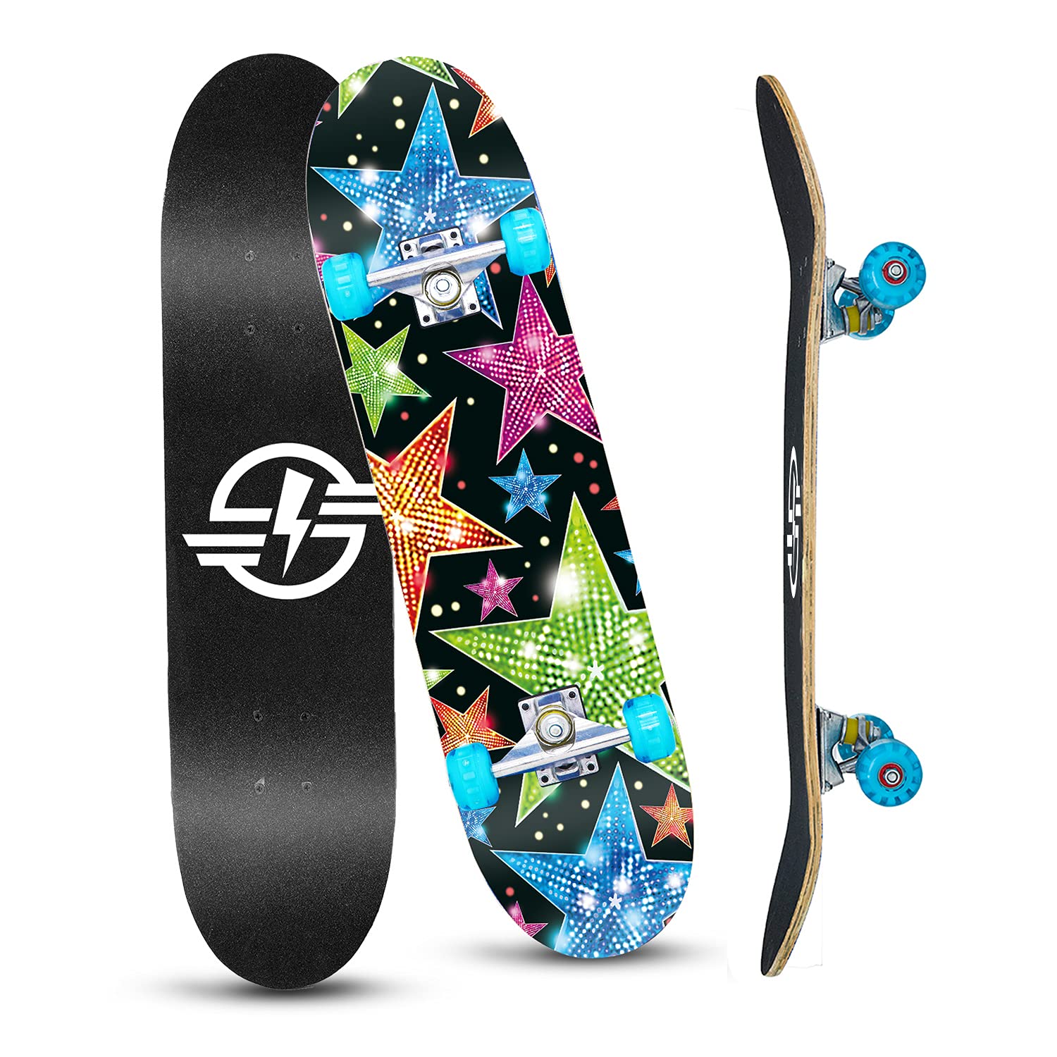 FlyFlash Skateboard, 31"x 8" Complete Standard Skate Boards for Girls ...