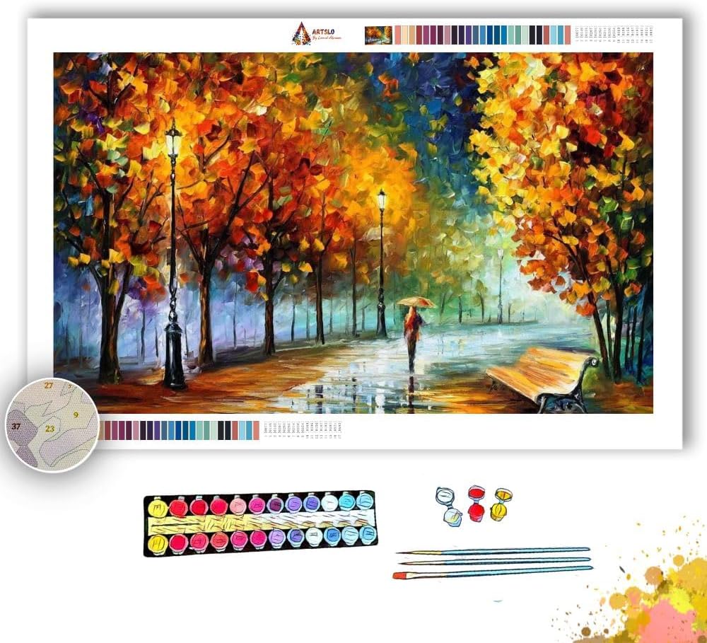 Amazon.com: afremov Fall Marathon - Paint by Numbers Kit by Leonid ...