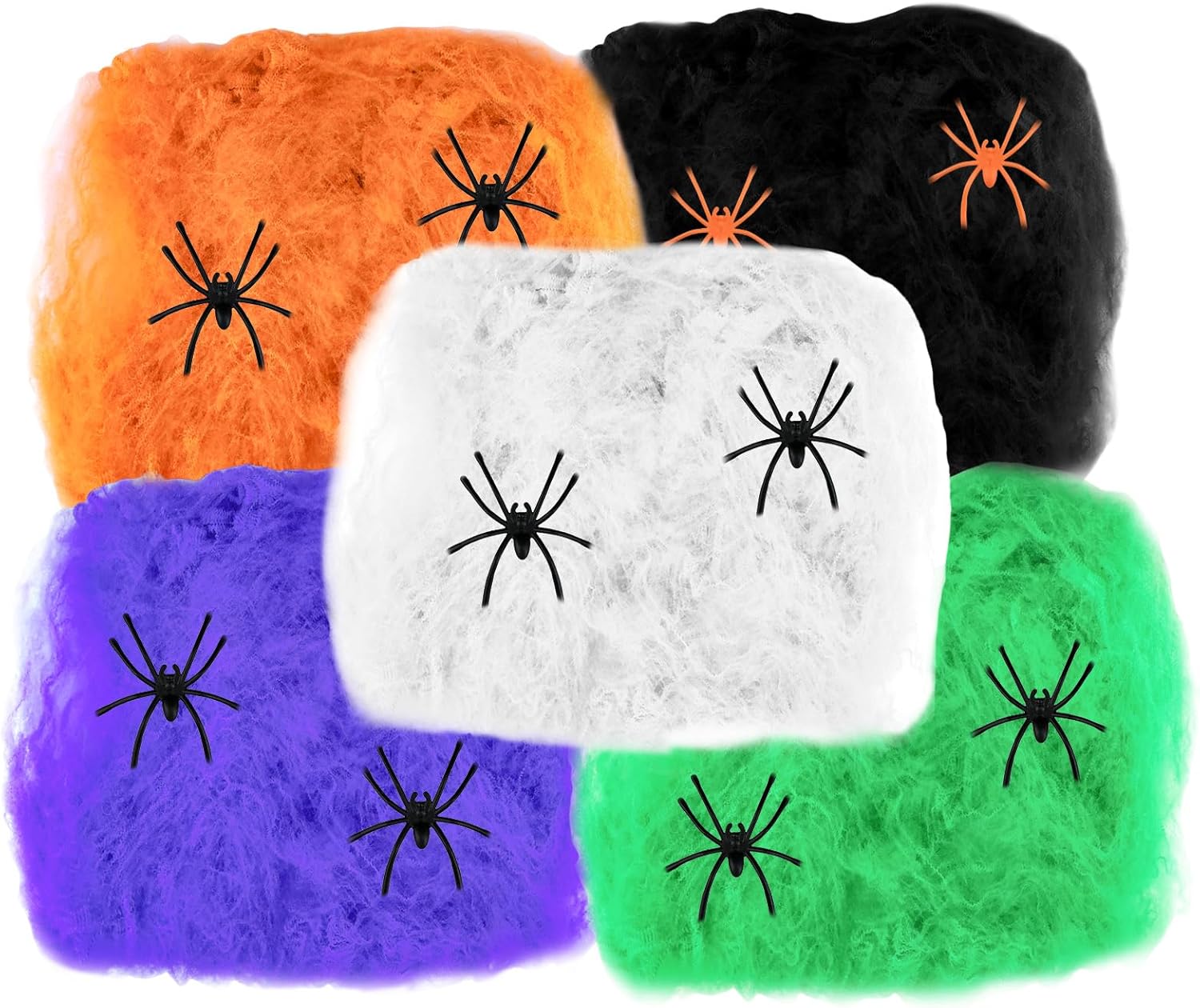 Amazon.com: 5pcs Colorful Halloween Spider Webs Stretchy Cobwebs for ...