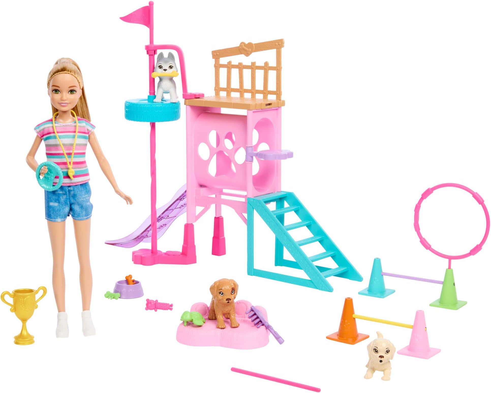 Barbie Toy Stable Playset with Fashion Doll, Small Toy Pony & 10 ...