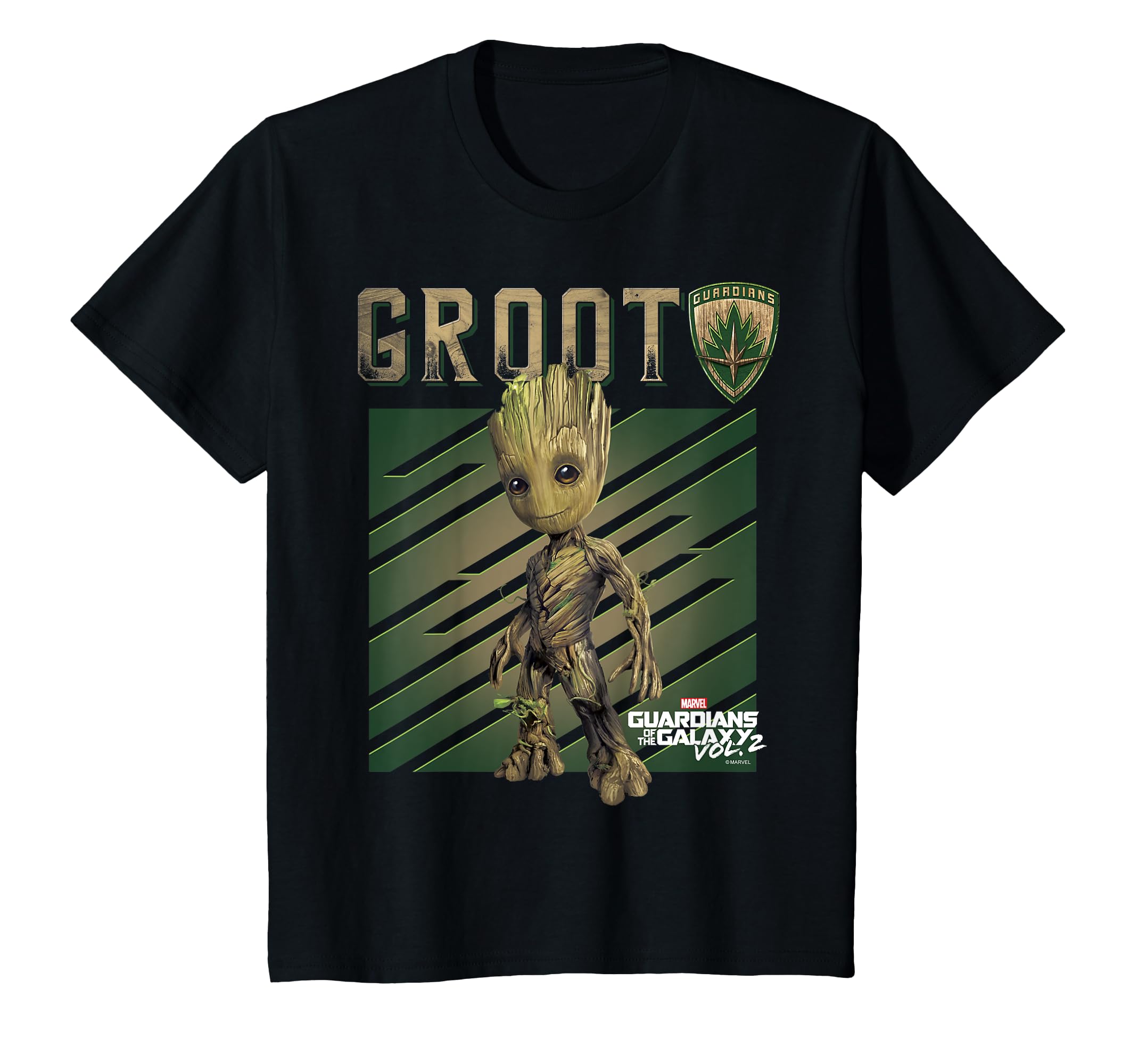 Amazon.com: Marvel Guardians Vol. 2 Baby Groot Shield Kids T-Shirt T ...