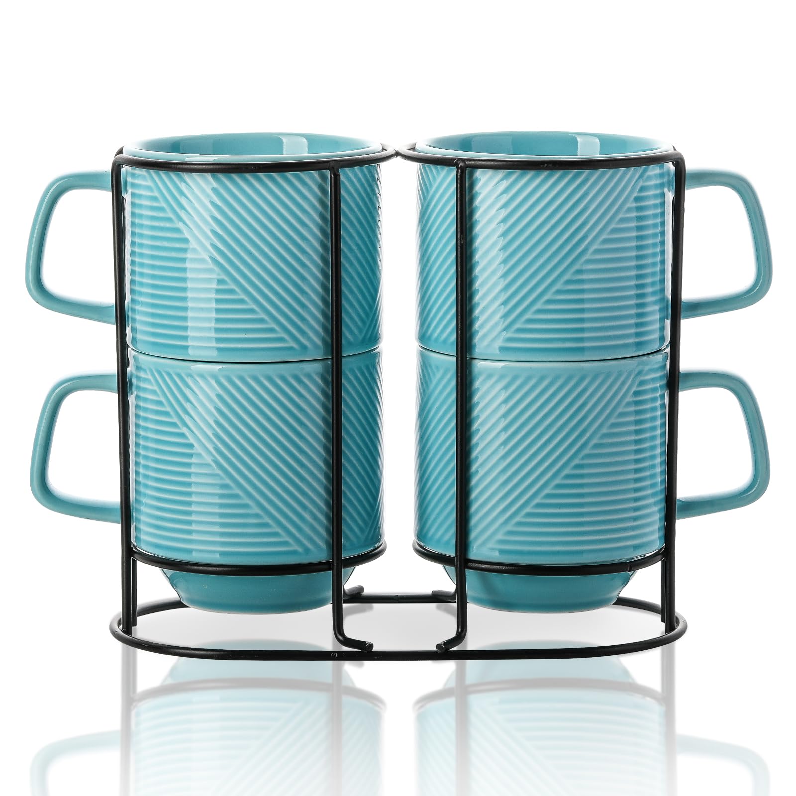 Amazon.com: Adewnest Stackable Coffee Mugs with Rack: 13 oz Stacking ...