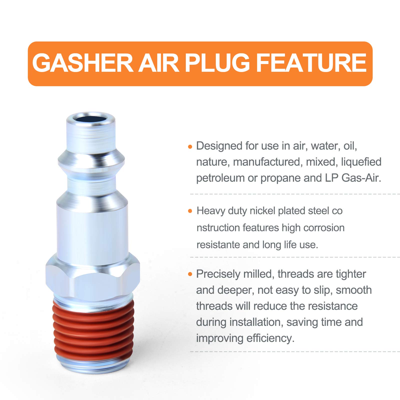 Snapklik.com : GASHER 1/4-Inch NPT Male Industrial Air Plug, Pneumatic ...