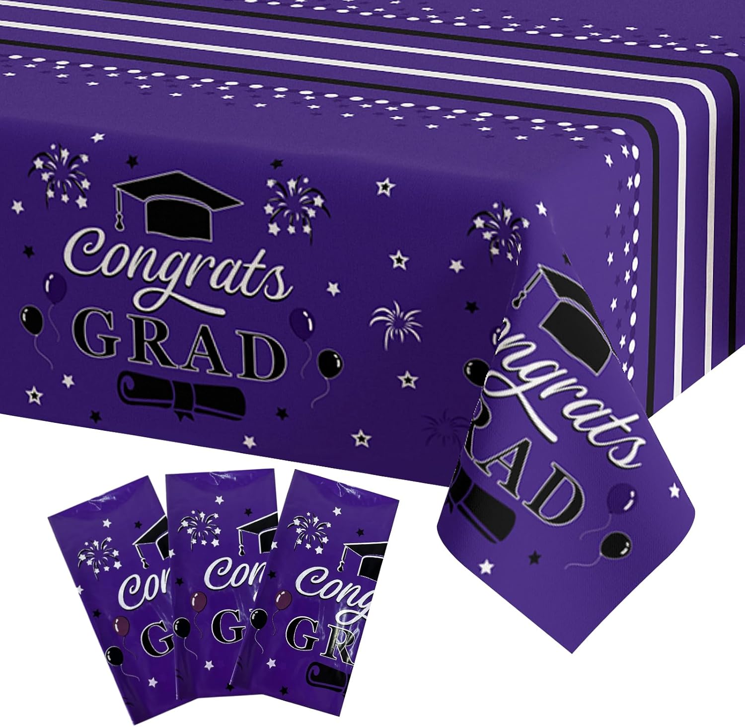 Amazon.com: UNIIDECO 3 Pack Graduation Tablecloth Congrats Grad ...