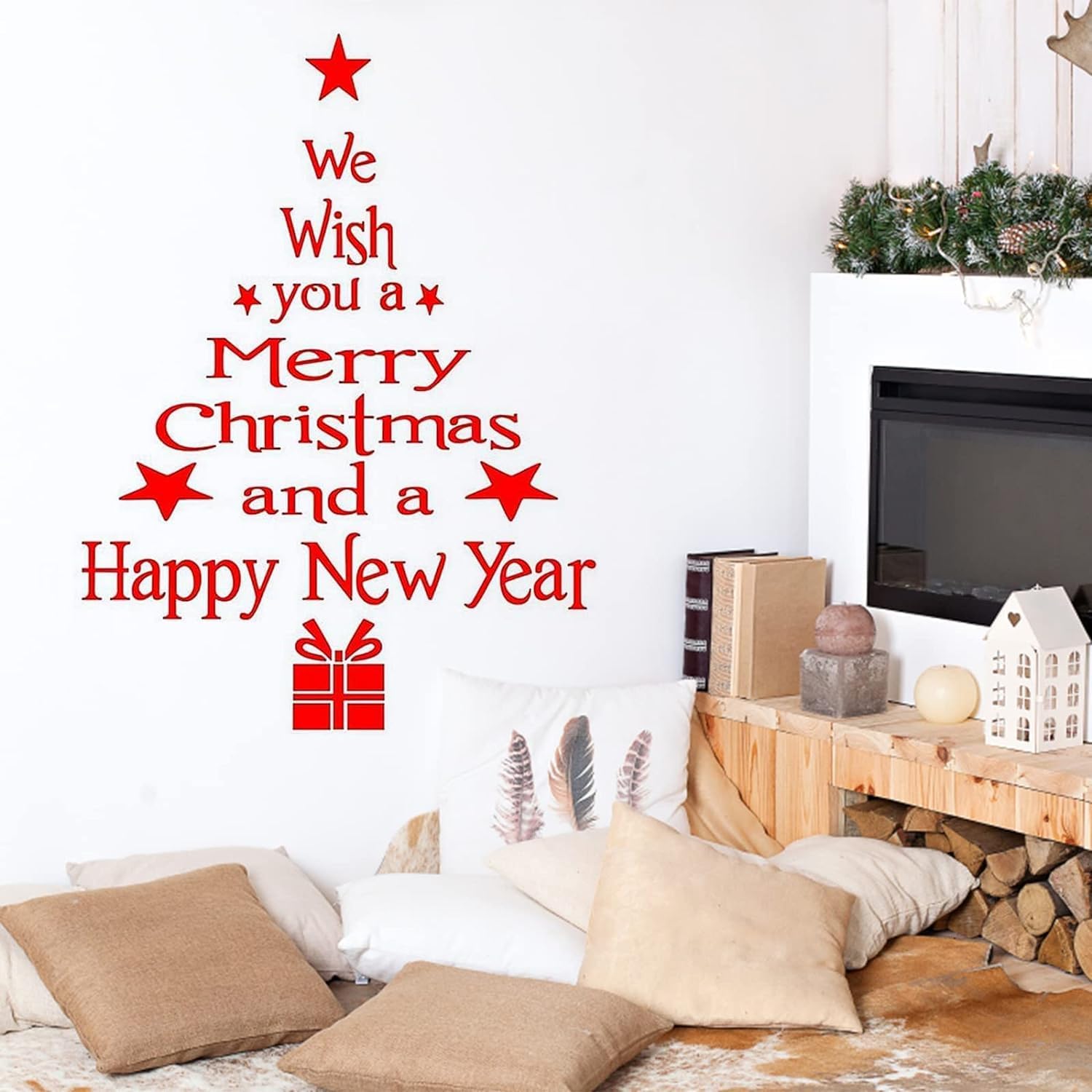 NADDZ Merry Christmas Wall Stickers, Christmas Tree Wall Stickers ...