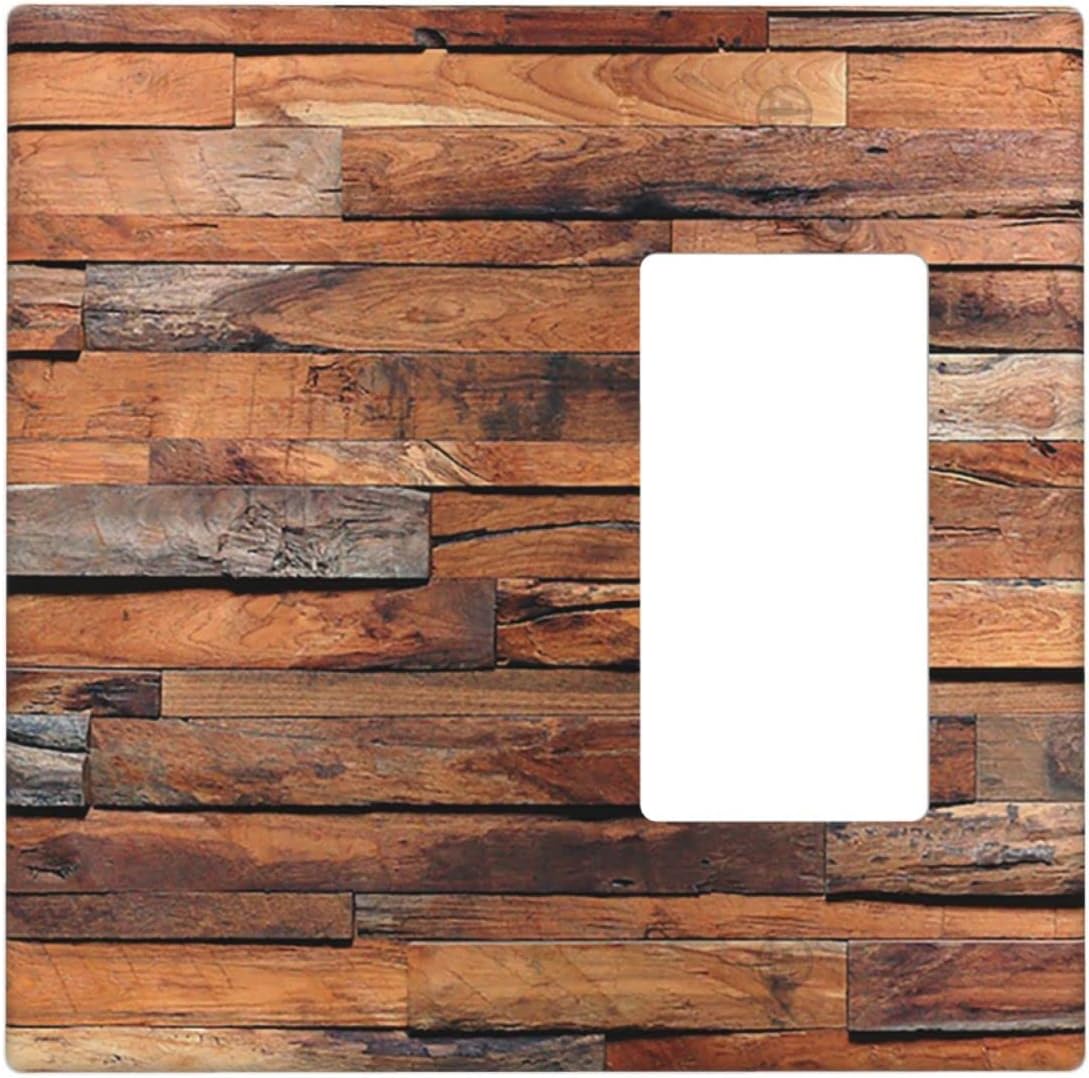 Amazon.com: Brown Farmhouse Rustic Wood Texrure 2 Gang Combination ...
