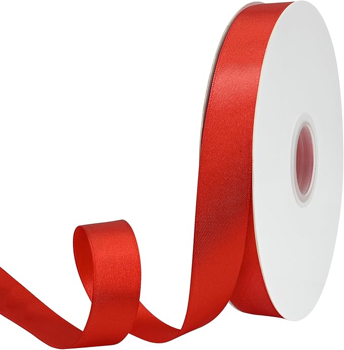 Amazon.com: GTYBOVA 7/8 Inch x 100 Yards Ribbon Double Face Red Satin ...