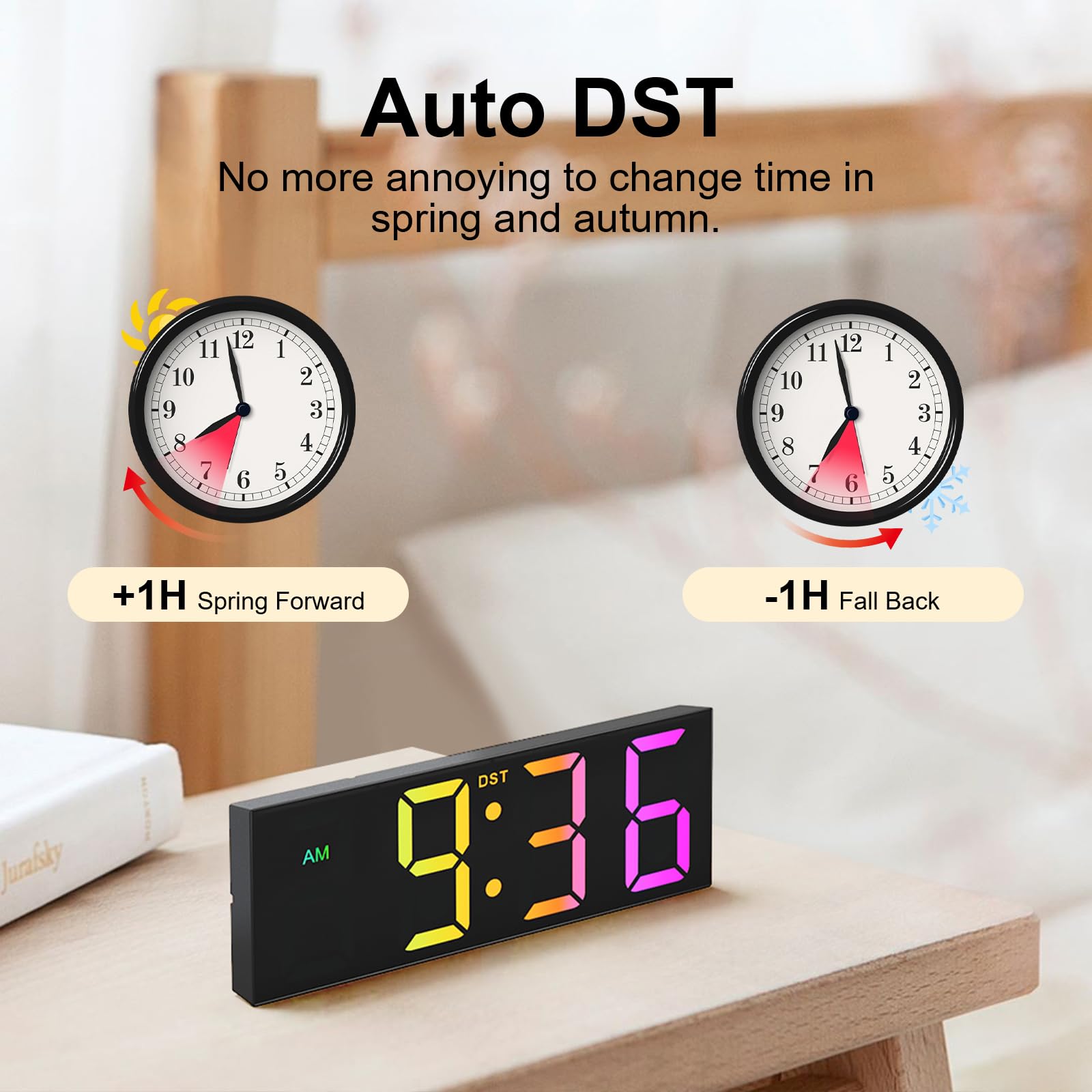 Wall Clock Display Solacol Digital Alarm Clock With Led Night Light ...