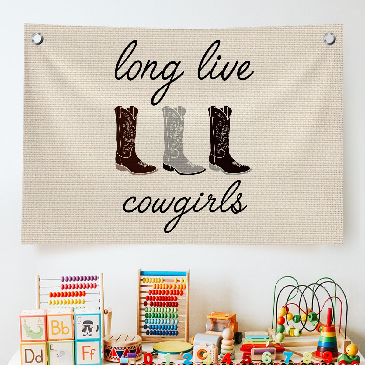 Amazon.com: QROZIAR Trendy Long Live Cowgirls Western Wall Decor Flags ...