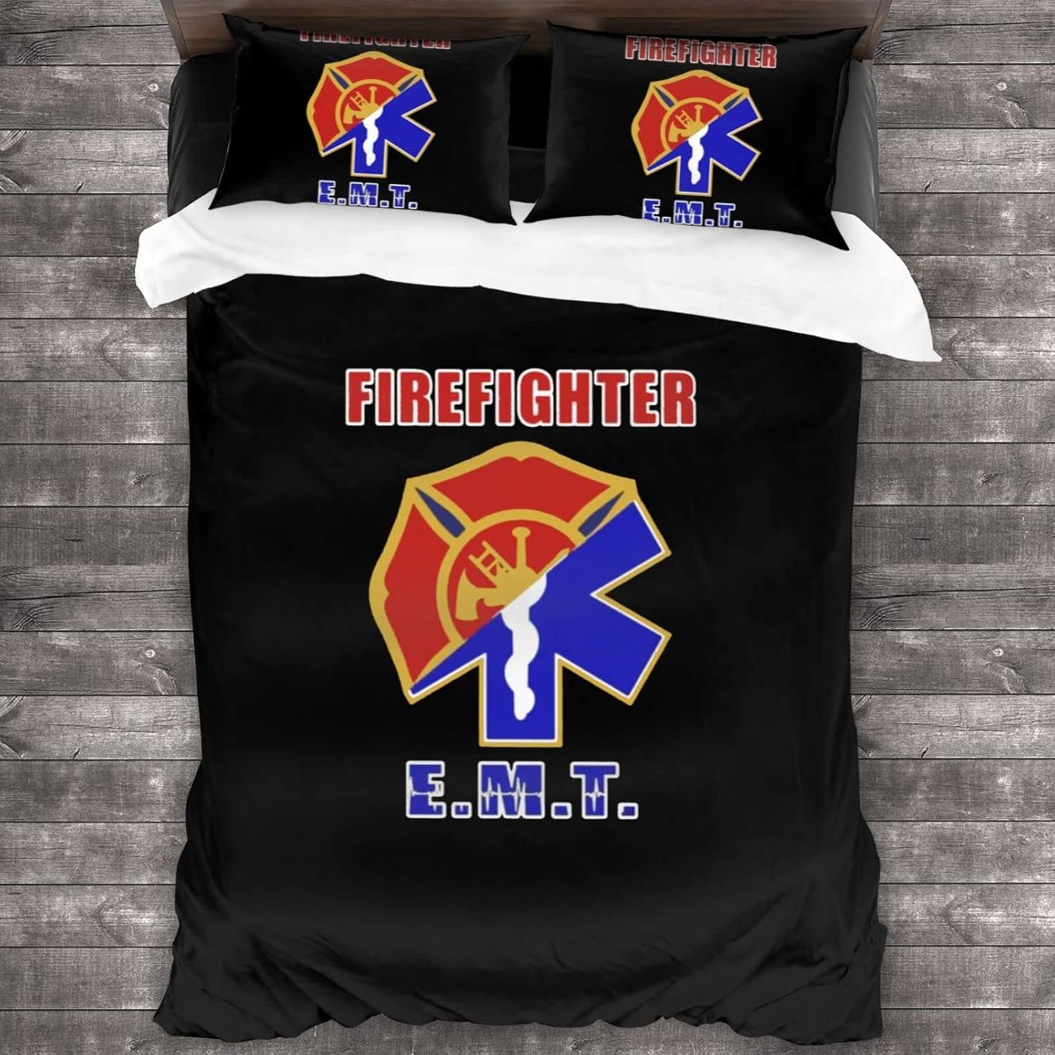 Amazon.com: Firefighter EMT Logo Comforter Set - with 2 Pillowcase ...