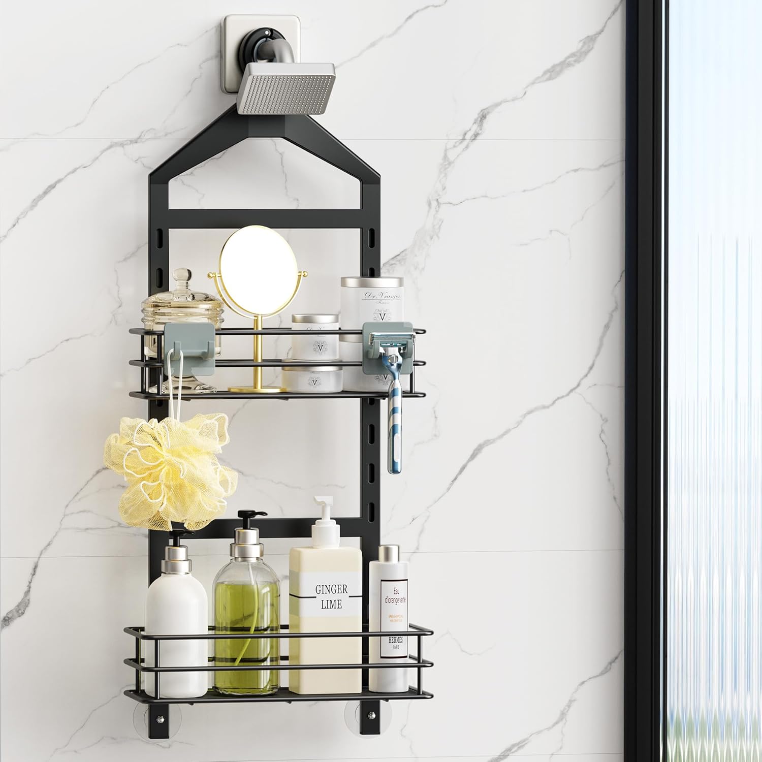Amazon.com: Orimade Adjustable Anti-slip Shower Caddy over Shower Head ...