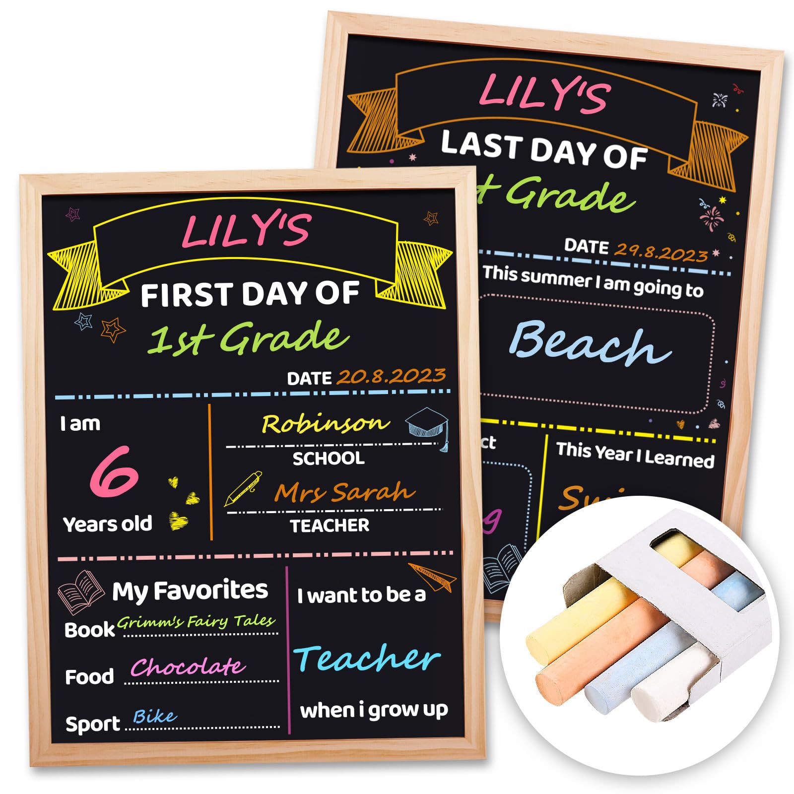 Snapklik.com : First & Last Day Of School Board Sign,12"x 16" Wooden ...