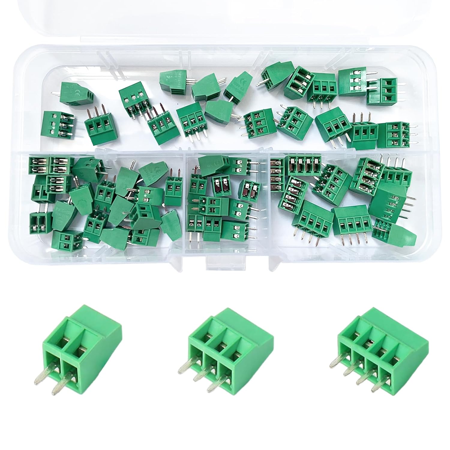 JHCBKFF 60Pcs 2.54mm/0.1" Pitch PCB Mount Screw Terminal Block ...