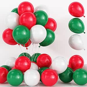 75Pcs Red Green and White Balloons, 12 Inch Christmas Party Balloons ...